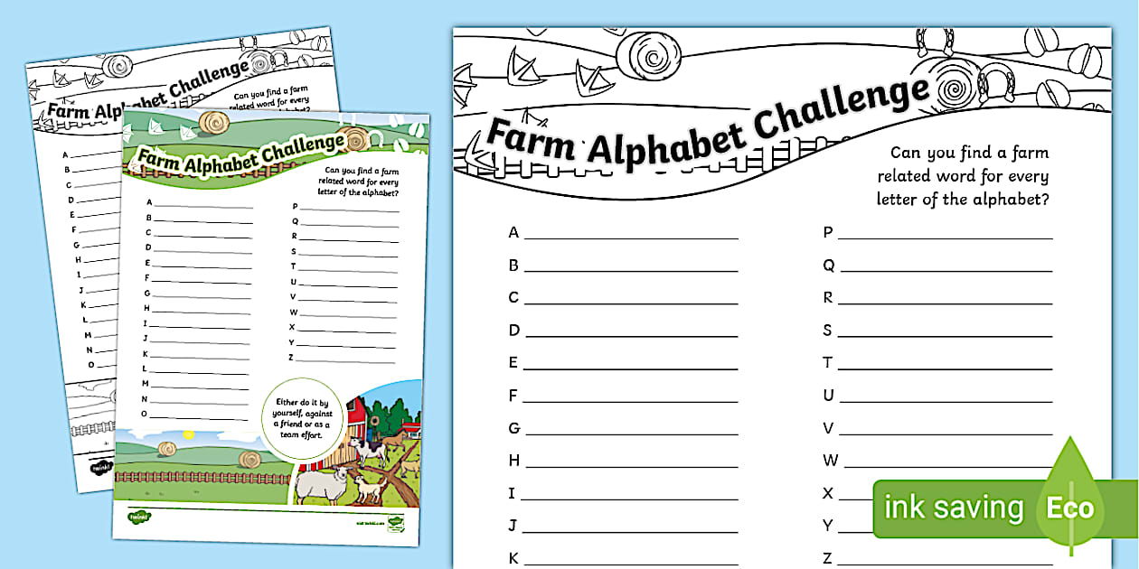 Farm Alphabet Challenge Worksheet