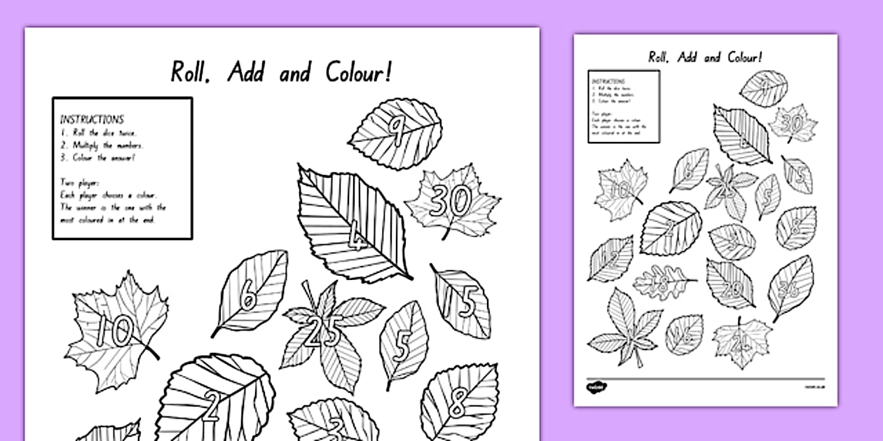 Leaf Roll and Colour Dice Multiplication Activity - Twinkl