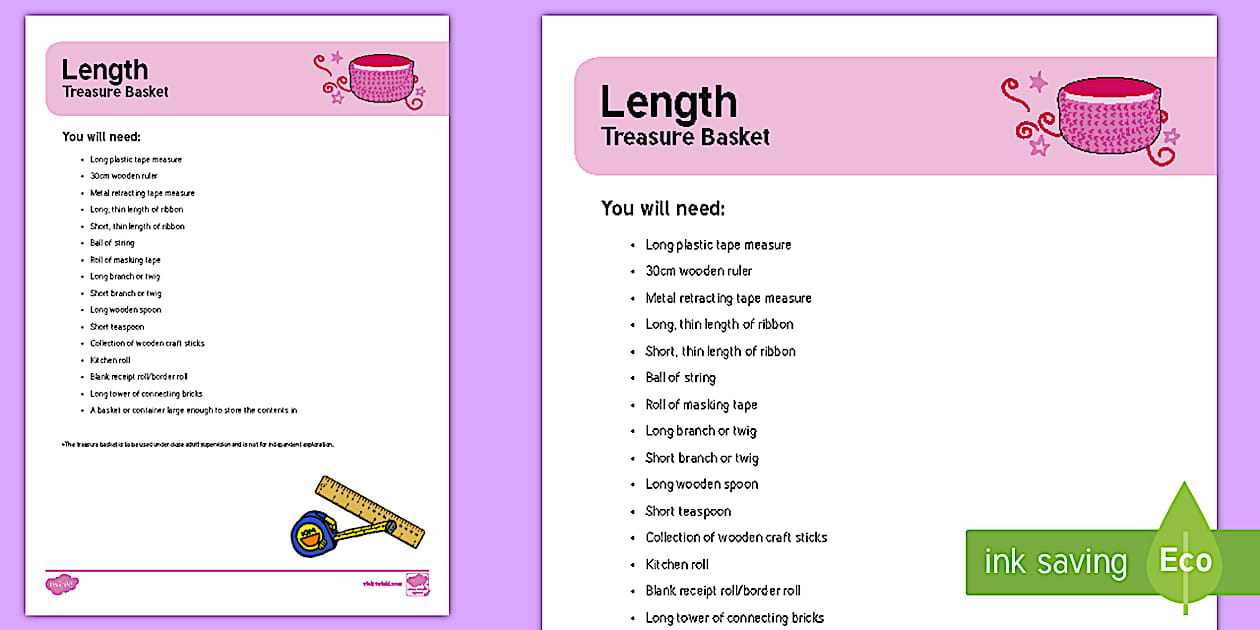 Length Treasure Basket Ideas - Twinkl