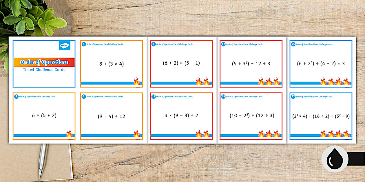 Order of Operations Tiered Challenge Cards - Twinkl