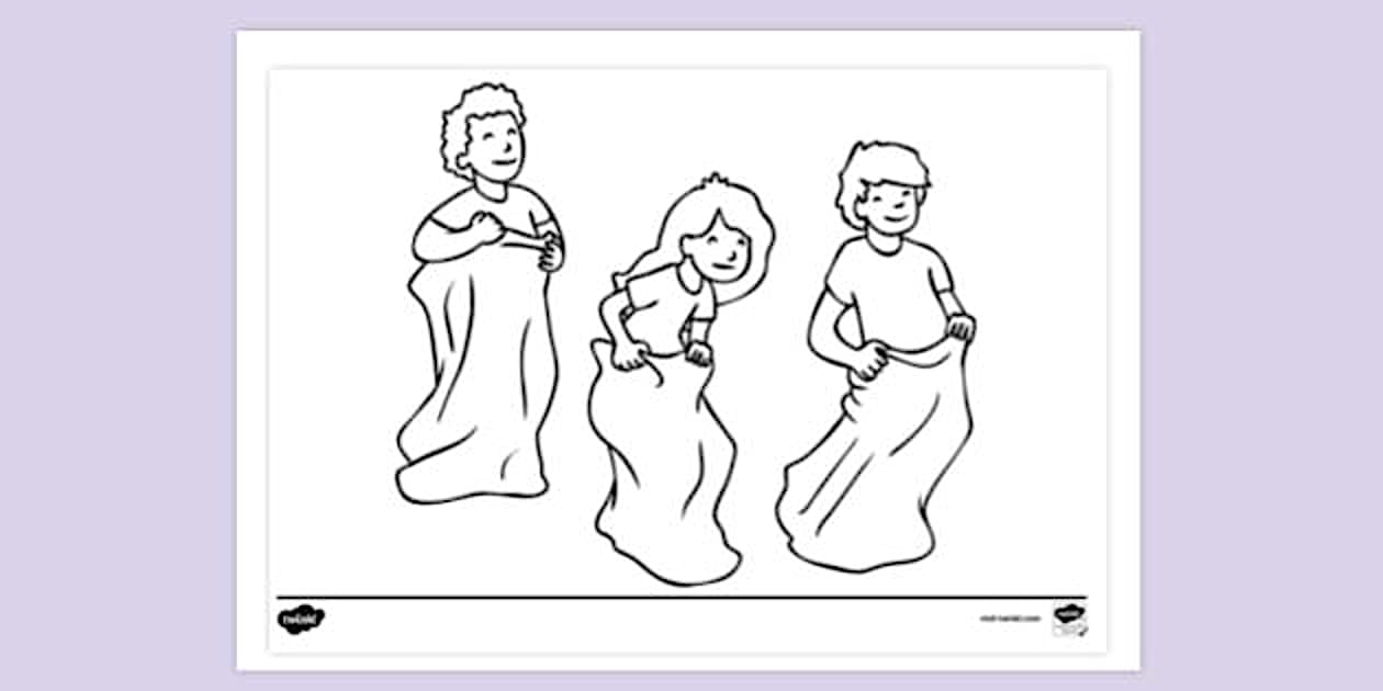 Sack Race Colouring Sheet | Colouring Sheets - Twinkl
