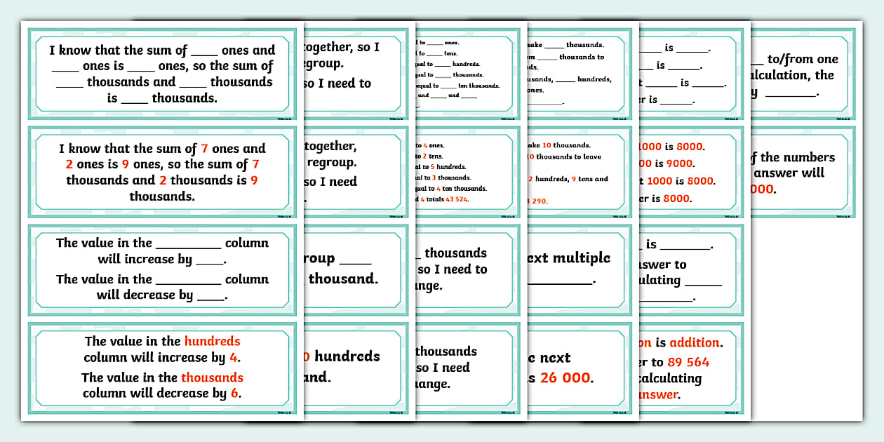 👉 Y5 Addition and Subtraction Stem Sentences - Twinkl
