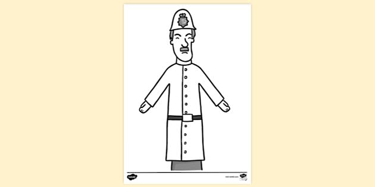 Policeman Puppet (Punch and Judy) Colouring Sheet | Twinkl