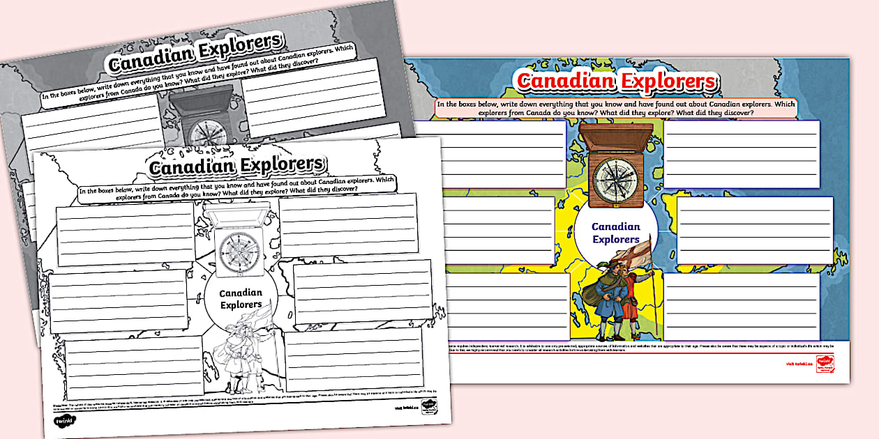 Explorers from Canada Mind Map - Twinkl Canada - Twinkl