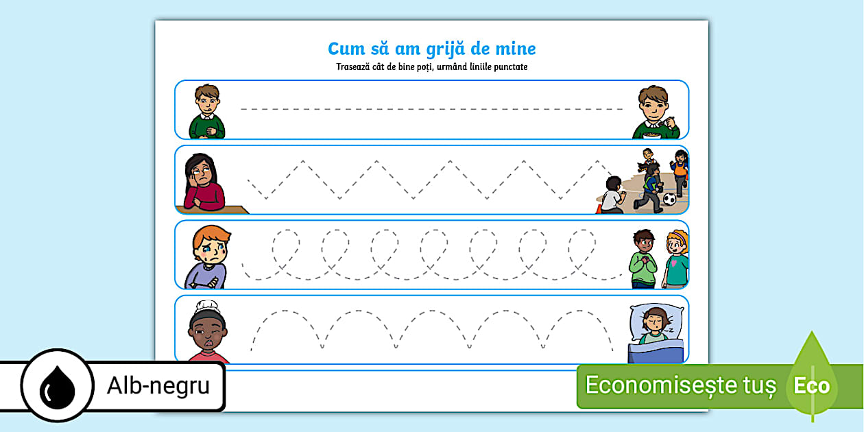 Cum să am grijă de mine – Fișă cu elemente grafice