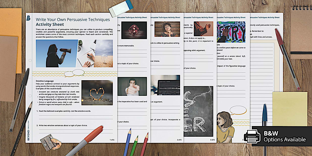 Write Your Own Persuasive Techniques Activity Sheet - Twinkl
