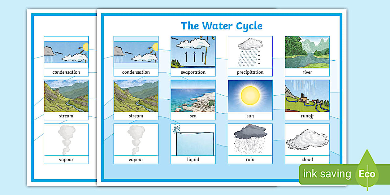 Water Cycle Word Mat (teacher made) - Twinkl