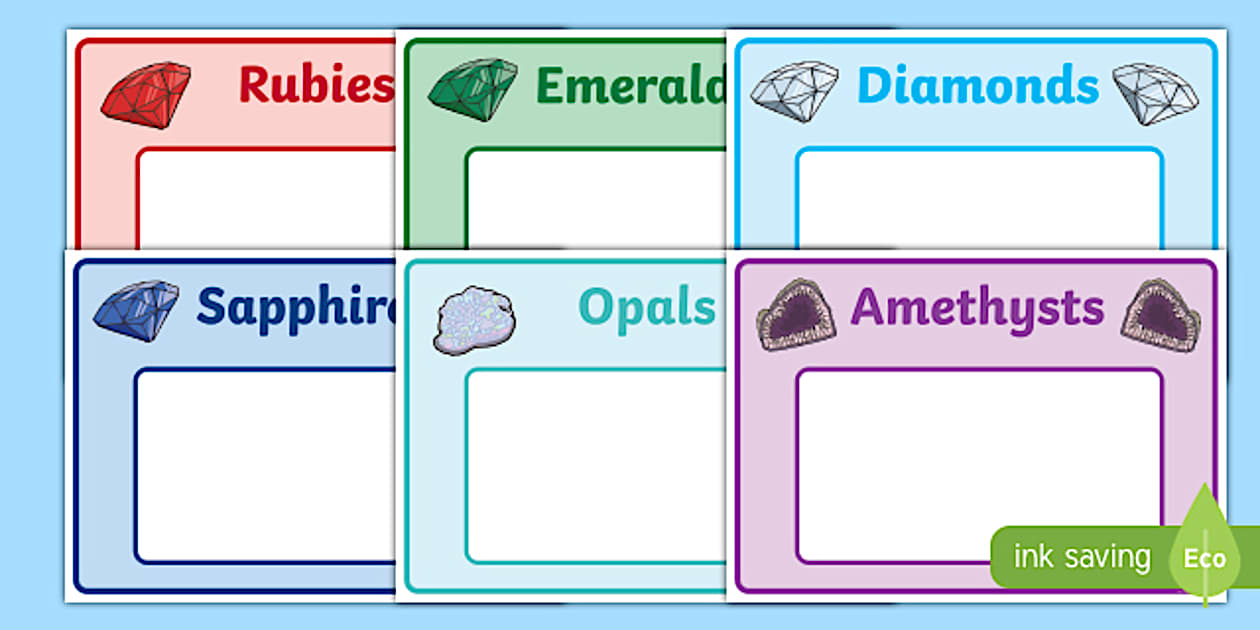 Editable Precious Gems Group Table Signs - Twinkl