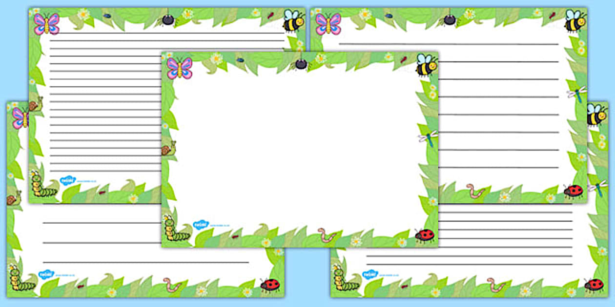 Editable Minibeast Landscape Page Borders (teacher made)