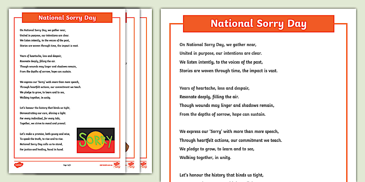National Sorry Day Poem and Discussion Questions - Twinkl