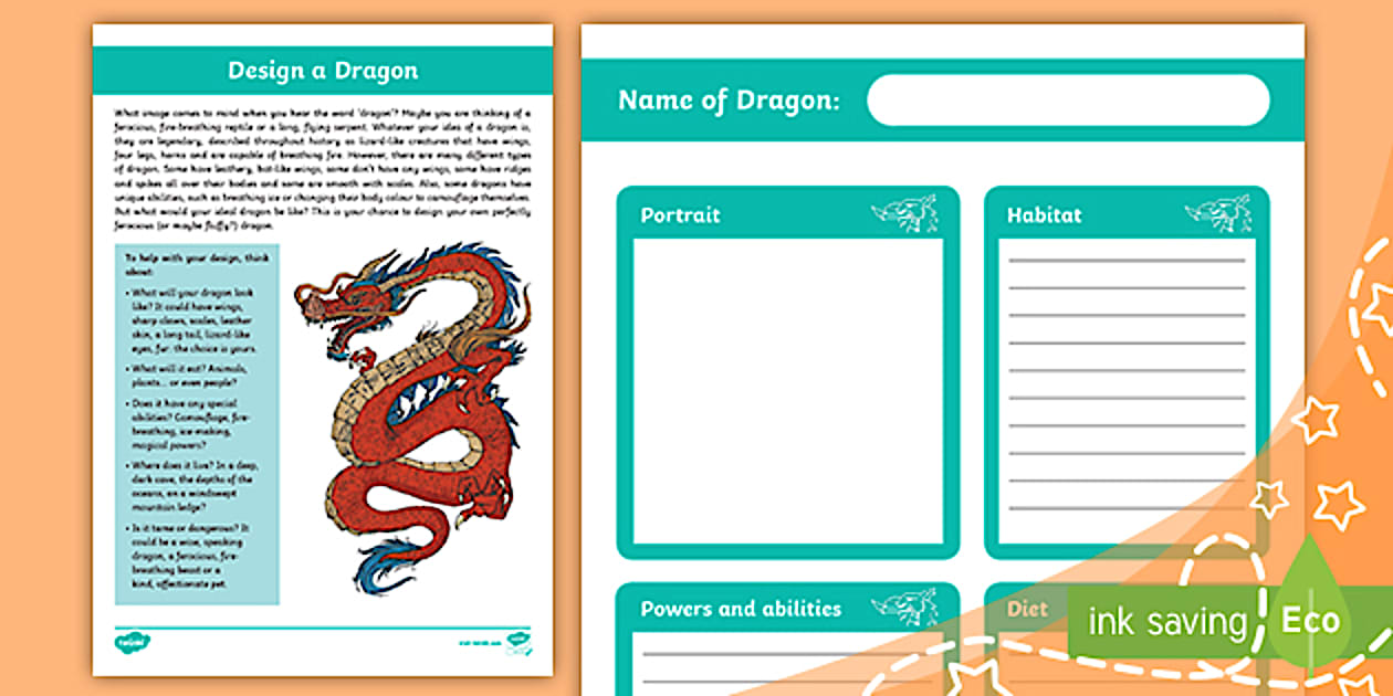 Editable Design a Dragon Worksheet (teacher made) - Twinkl