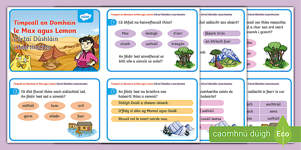 Around the World with Max and Lemon Challenge Cards Gaeilge