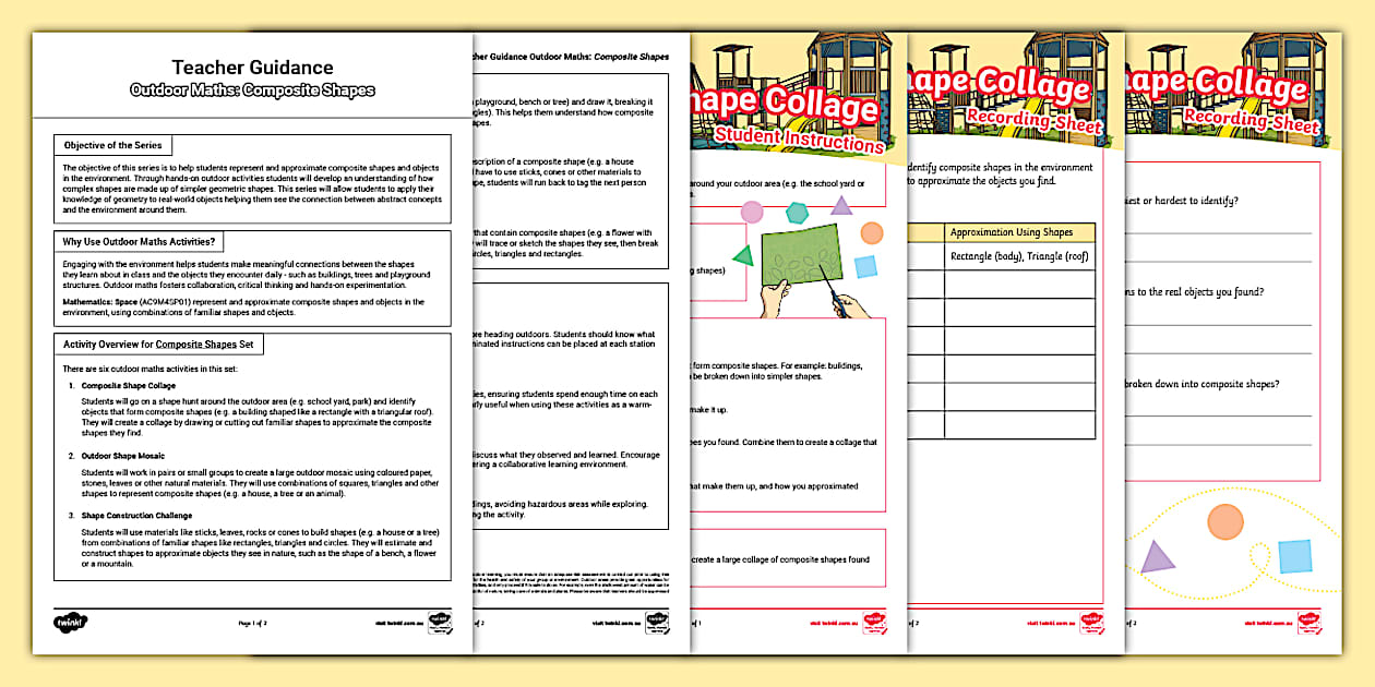 Outdoor Maths: Composite Shape Collage (teacher made)