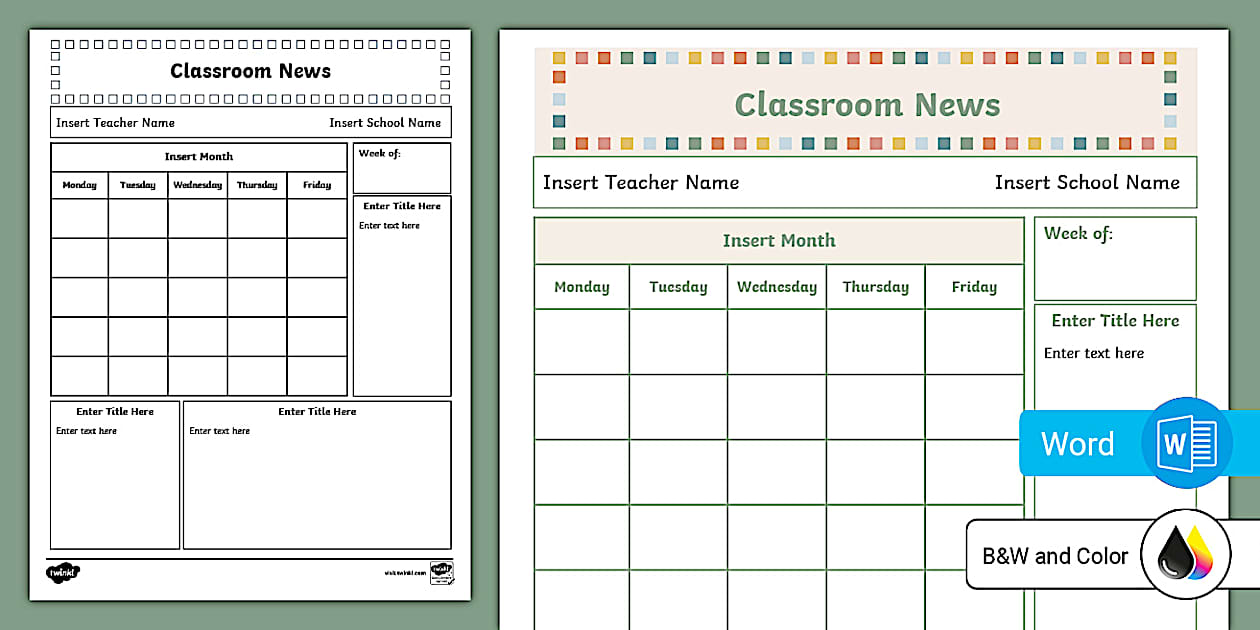 Editable Geometric Boho Theme Newsletter (teacher made)