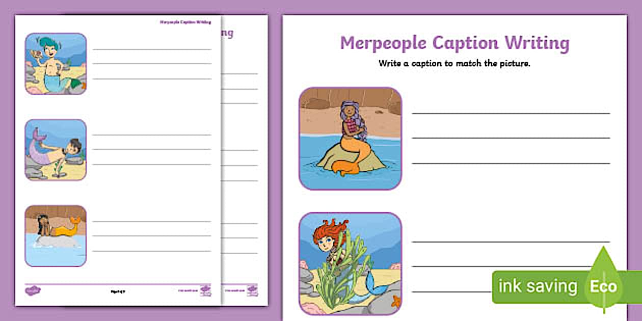 Mermaids Caption Writing Activity - Twinkl