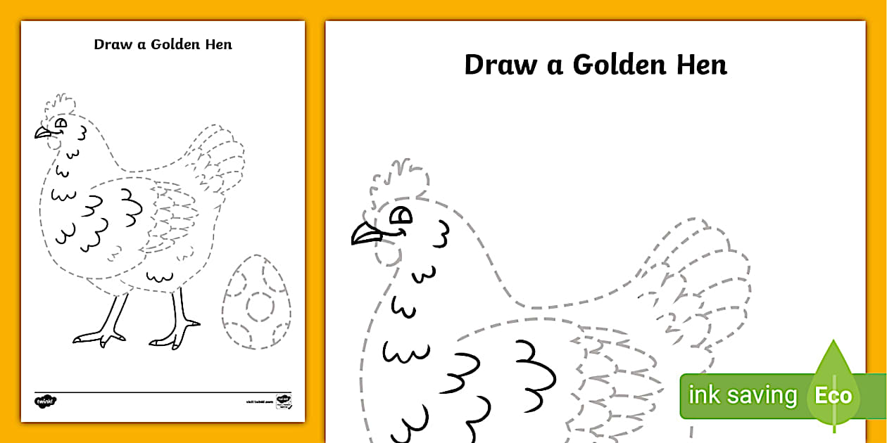 Draw a Golden Hen Pencil Control Activity - Twinkl