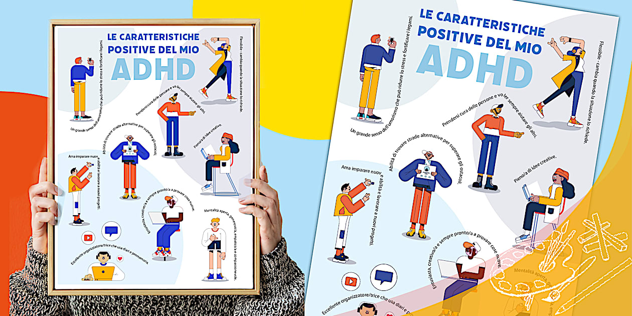 Le caratteristiche dell'ADHD poster (Hecho por educadores)
