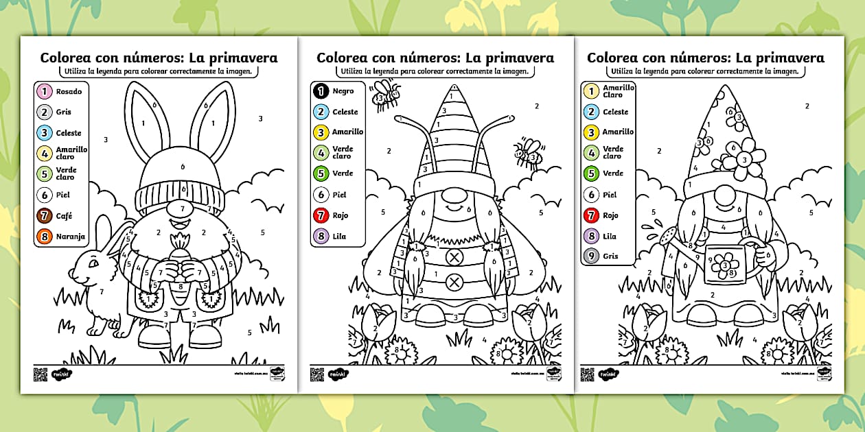 Colorear con números: La primavera (Hecho por educadores)