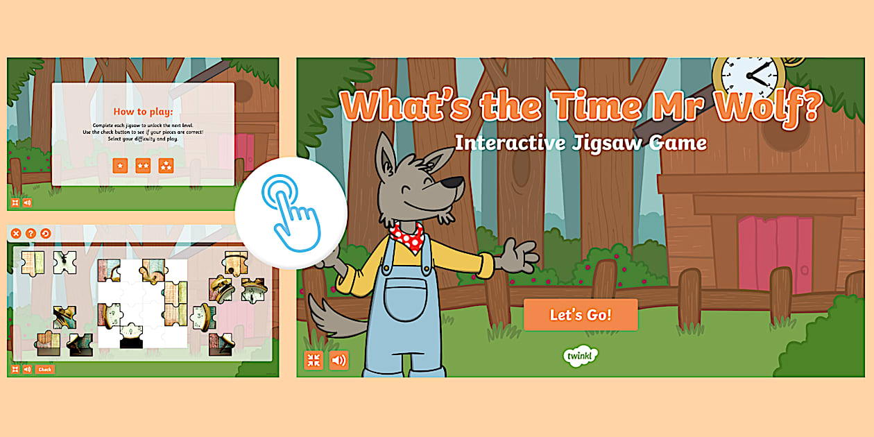 Telling the Time Interactive Games - Mr Wolf Jigsaws