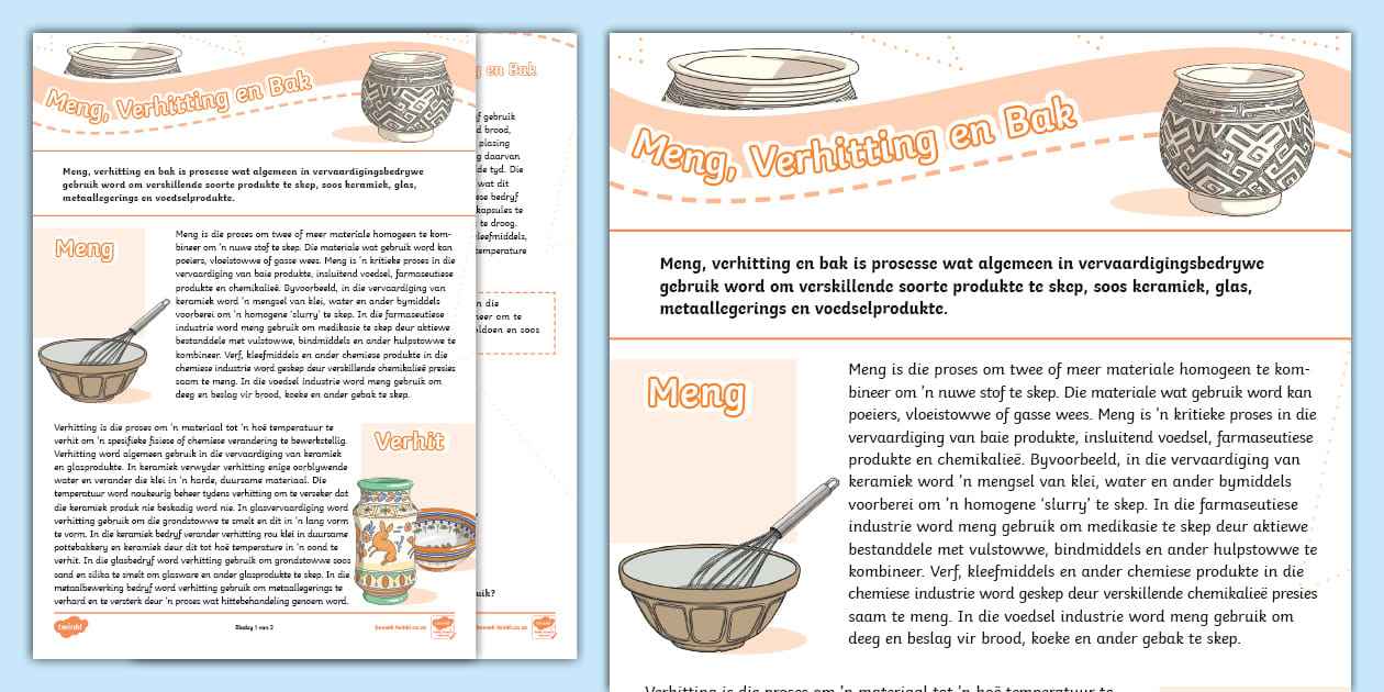 Meng, Verhitting en Bak Aktiwiteit (teacher made) - Twinkl