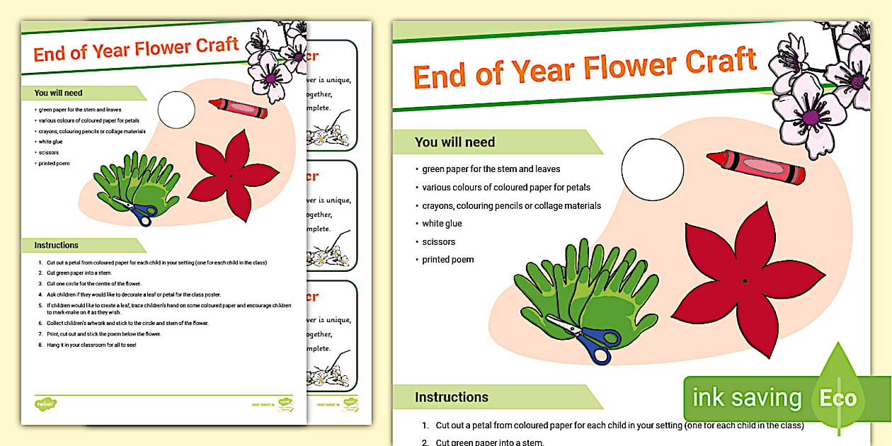End of Year Celebration Flower Craft Activity (teacher made)