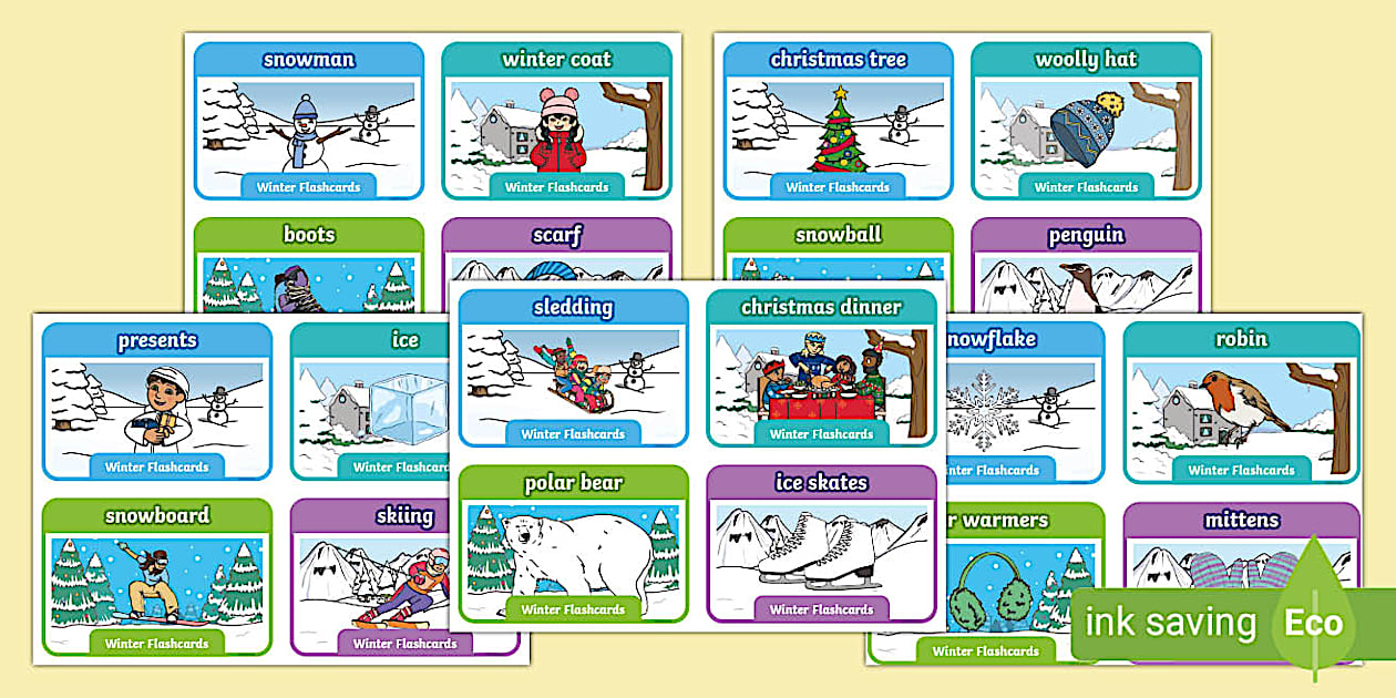Winter Themed Flashcards (teacher made) - Twinkl