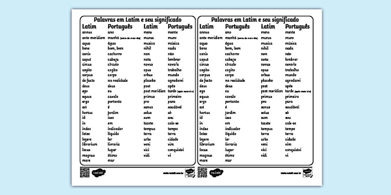 Glossário - palavras em Latim - Twinkl