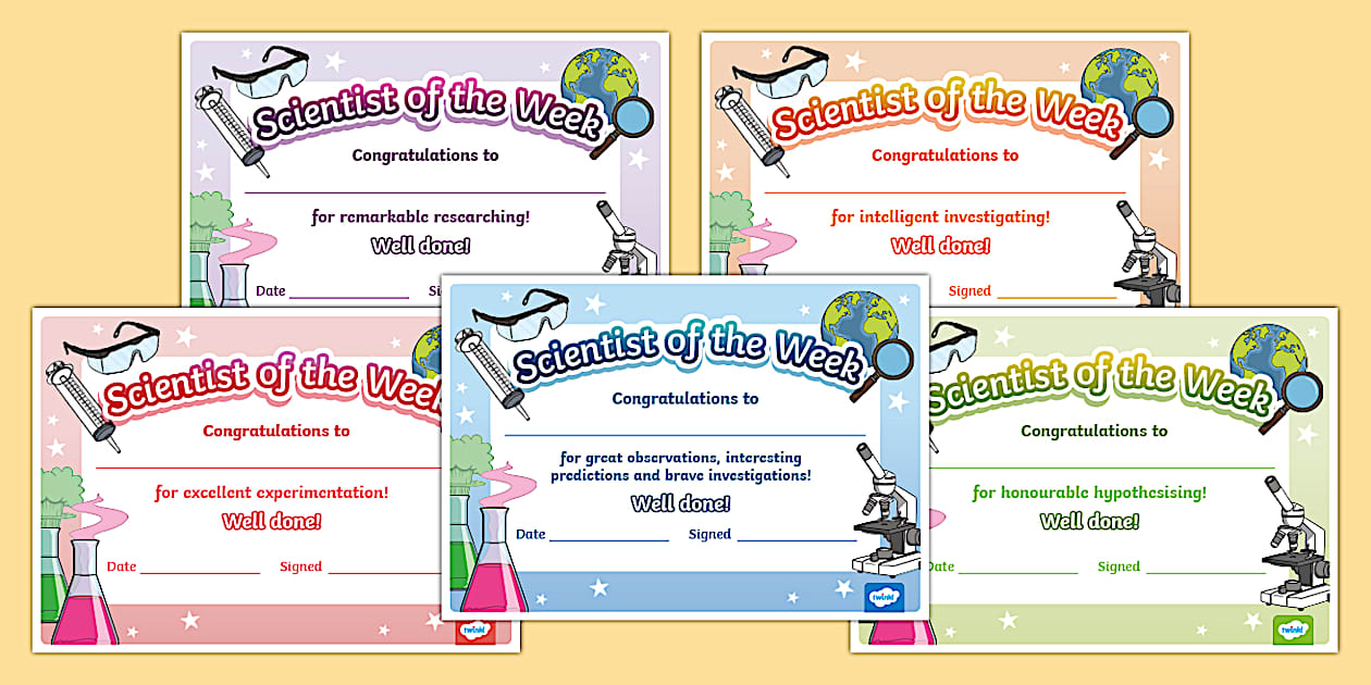 Scientist of the Week Certificate (teacher made) - Twinkl