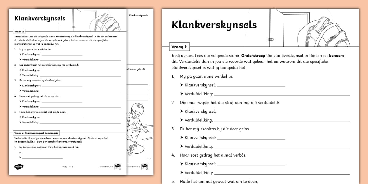 Klankverskynsels Aktiwiteitskaart (teacher made) - Twinkl
