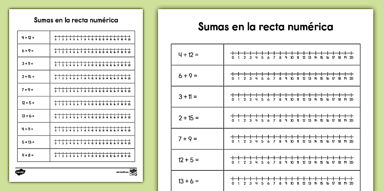 Ejercicios de sumas con recta numérica | Twinkl USA