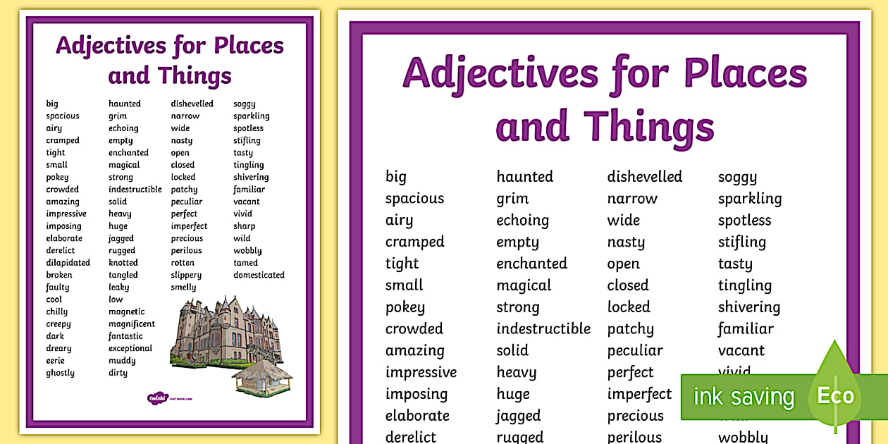 Adjectives for Places and Things Display Poster - Twinkl