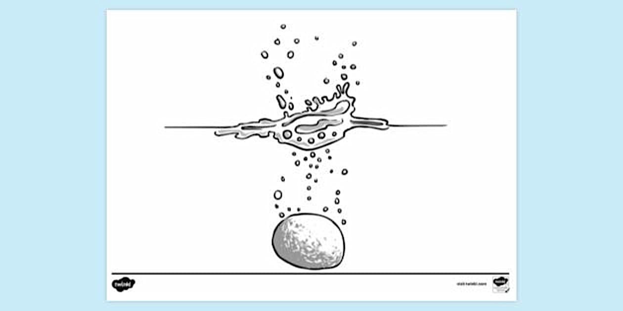 Stone Dropping into Water Question Colouring Sheet - Twinkl