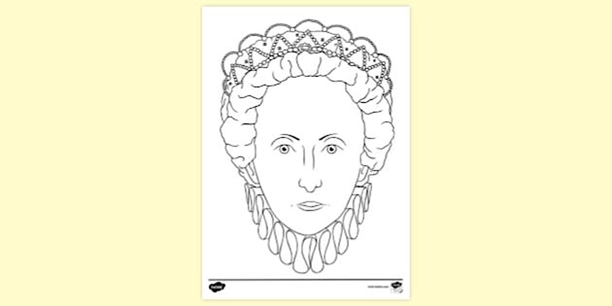 Elizabeth I Role Play Mask Colouring Sheet