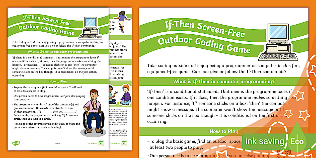 If-Then Screen-Free Outdoor Coding Game (teacher made)