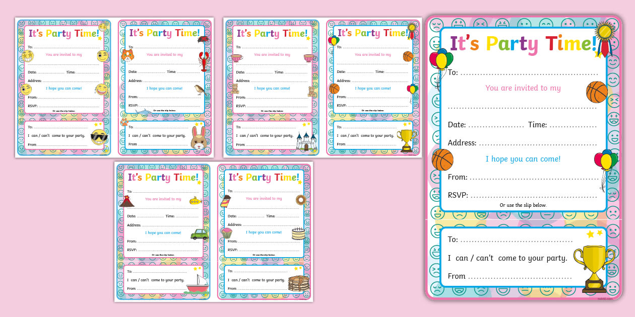 Emoticon Party Invitation Cards (Teacher-Made) - Twinkl