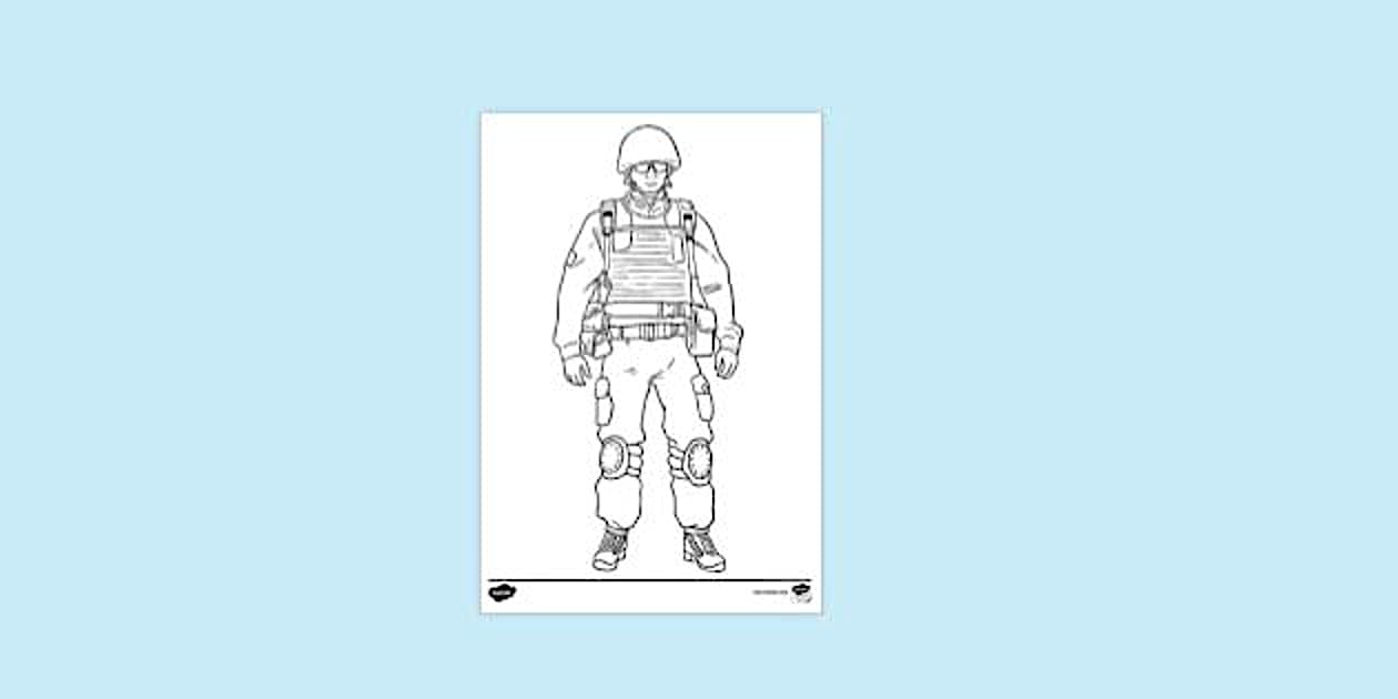 Modern Day U.S. Army Soldier Colouring Sheet | Twinkl