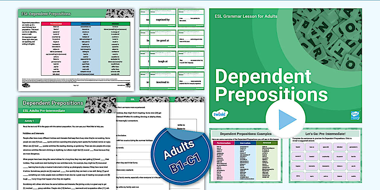 Twinkl ESL Dependent Prepositions Lesson Pack (teacher made)