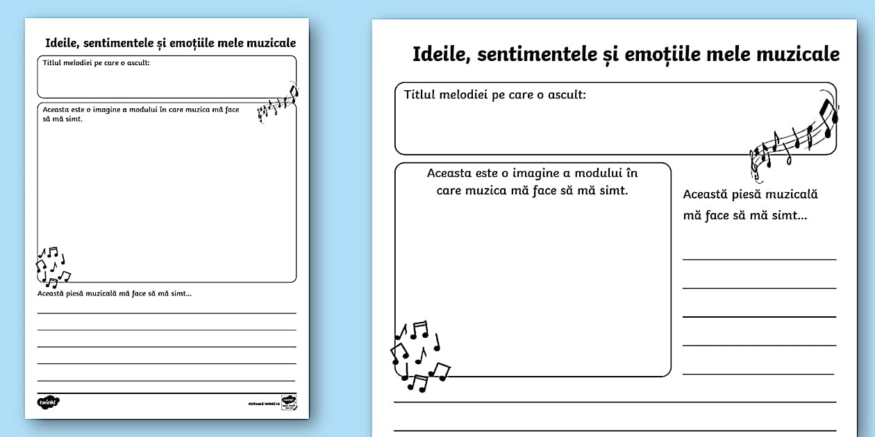 Idei și sentimente despre melodia ascultată – Fișă de lucru