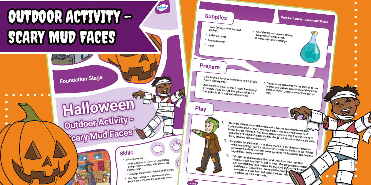 Foundation Stage Halloween Outdoor Activity - Scary Mud Faces