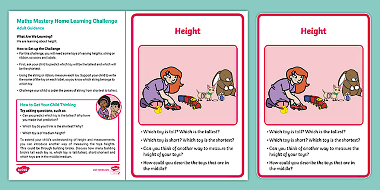 EYFS Maths Mastery Home Learning Challenge: Height - Twinkl
