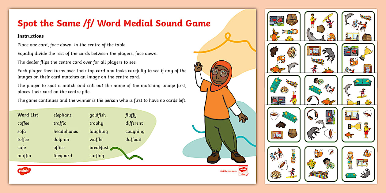 Spot the Same /f/ Word Medial Sound Game (teacher made)
