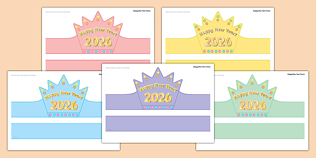 Happy New Year Crown (teacher made) - Twinkl