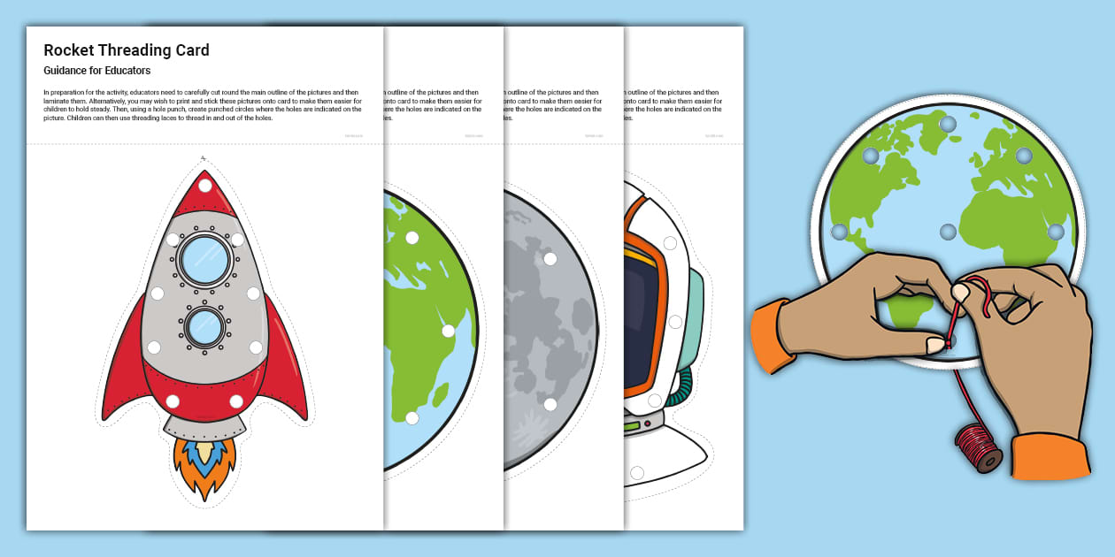 Space Simple Threading Cards | Toddlers | Twinkl - Twinkl