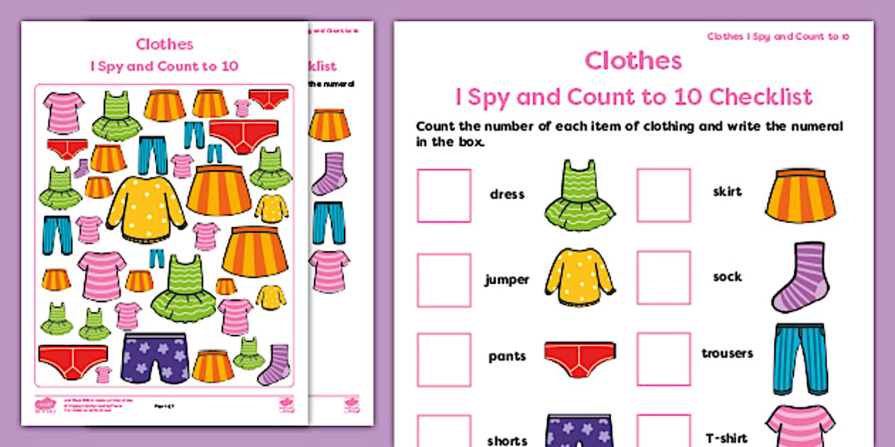 👉 Let's Name Our Clothes! I Spy and Count to 10 - Twinkl