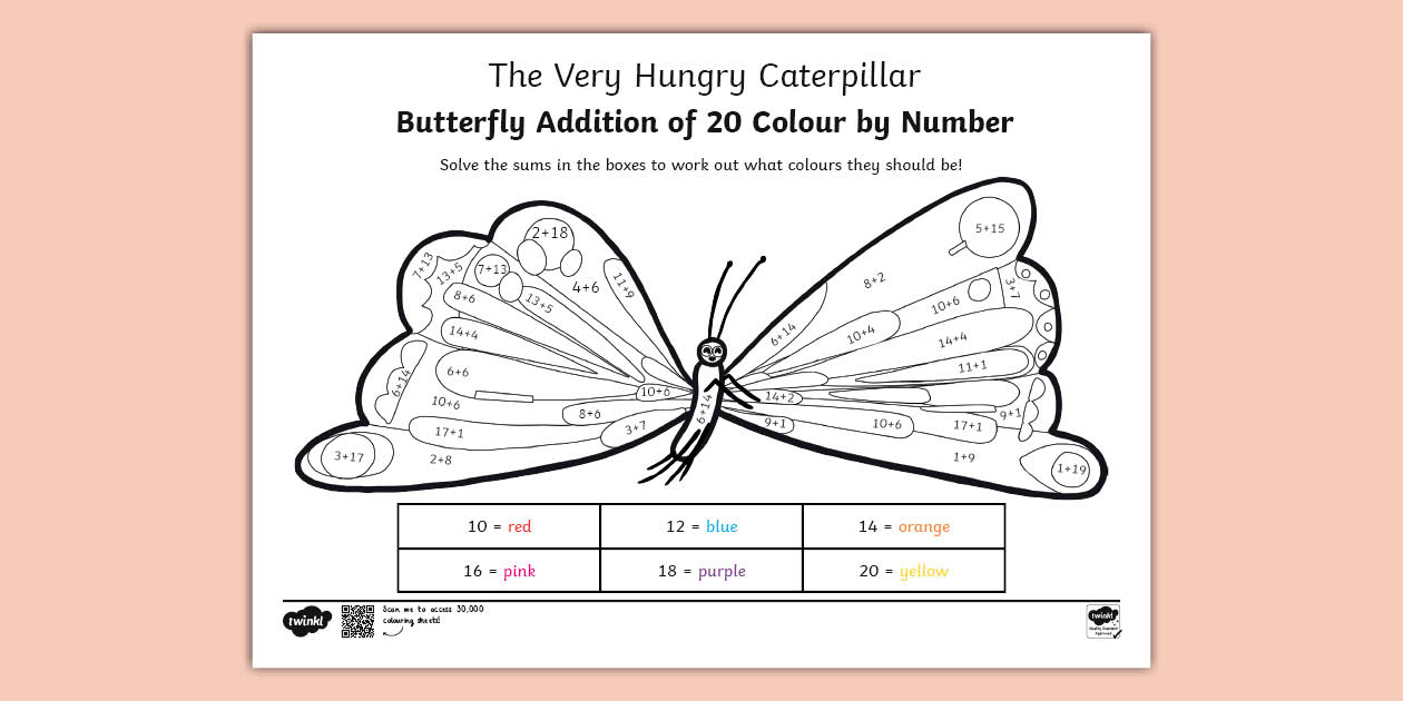 Colour by Number Bonds within 20 to Support Teaching on The Very Hungry