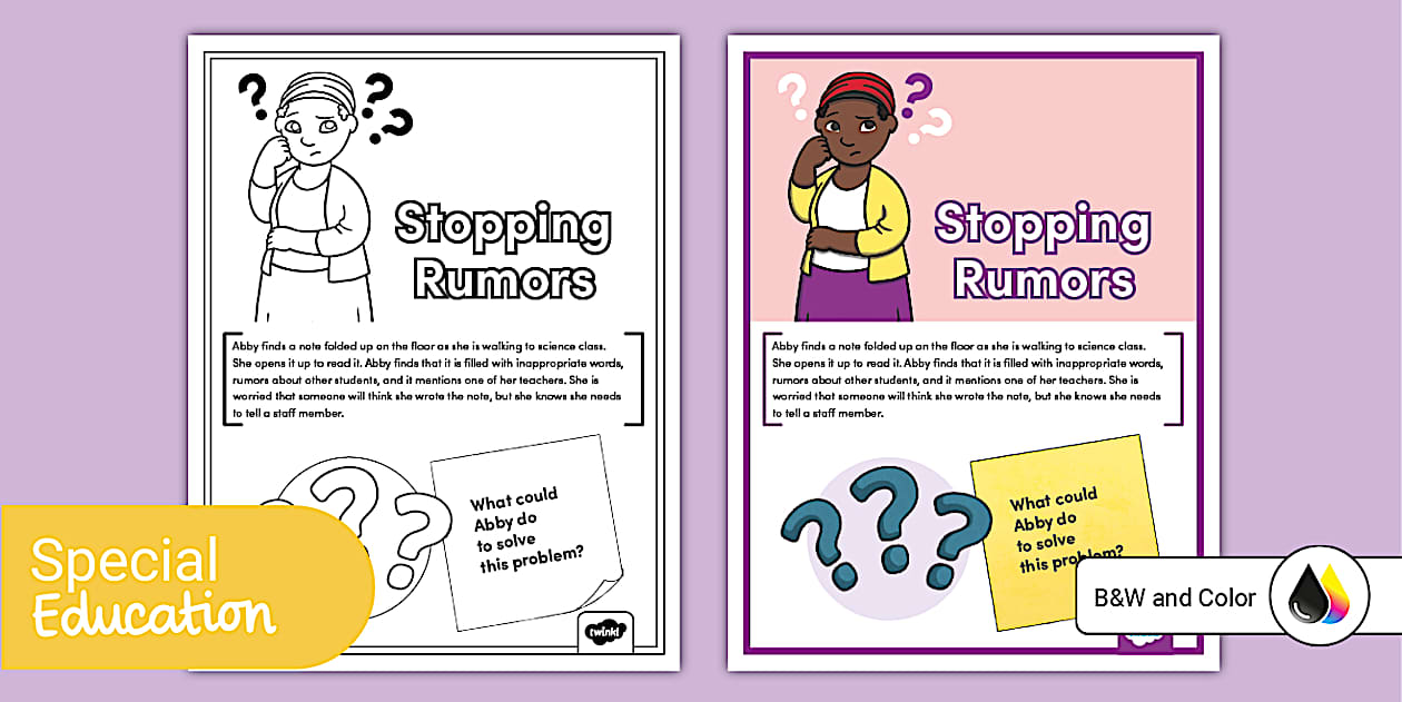 Stopping Rumors Social Story Poster for Special Education