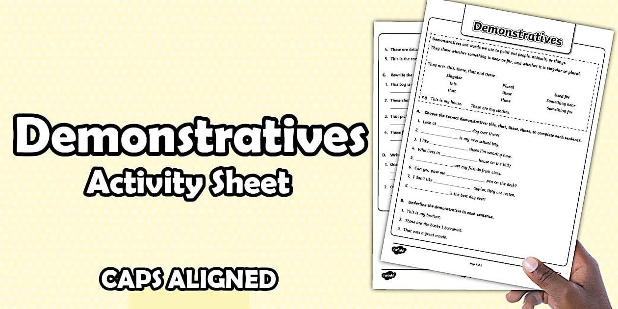Demonstratives – Activity Sheet (CAPS Aligned)
