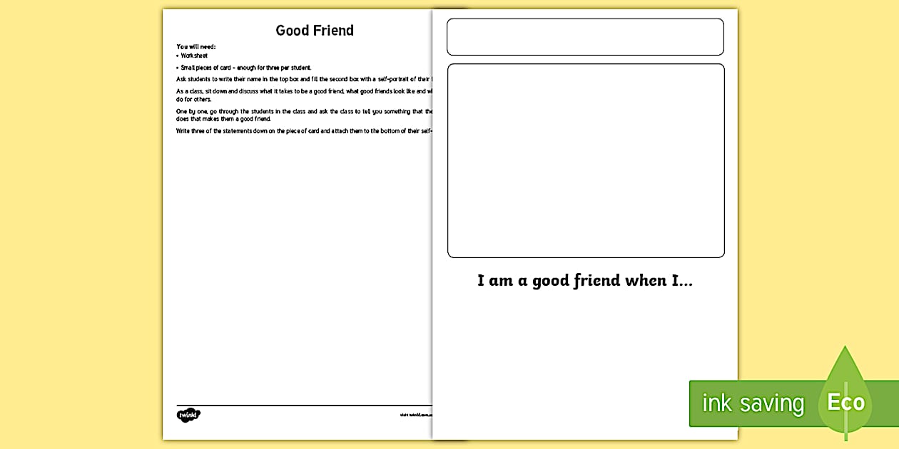 QLD Good Friend Worksheet (teacher made) - Twinkl