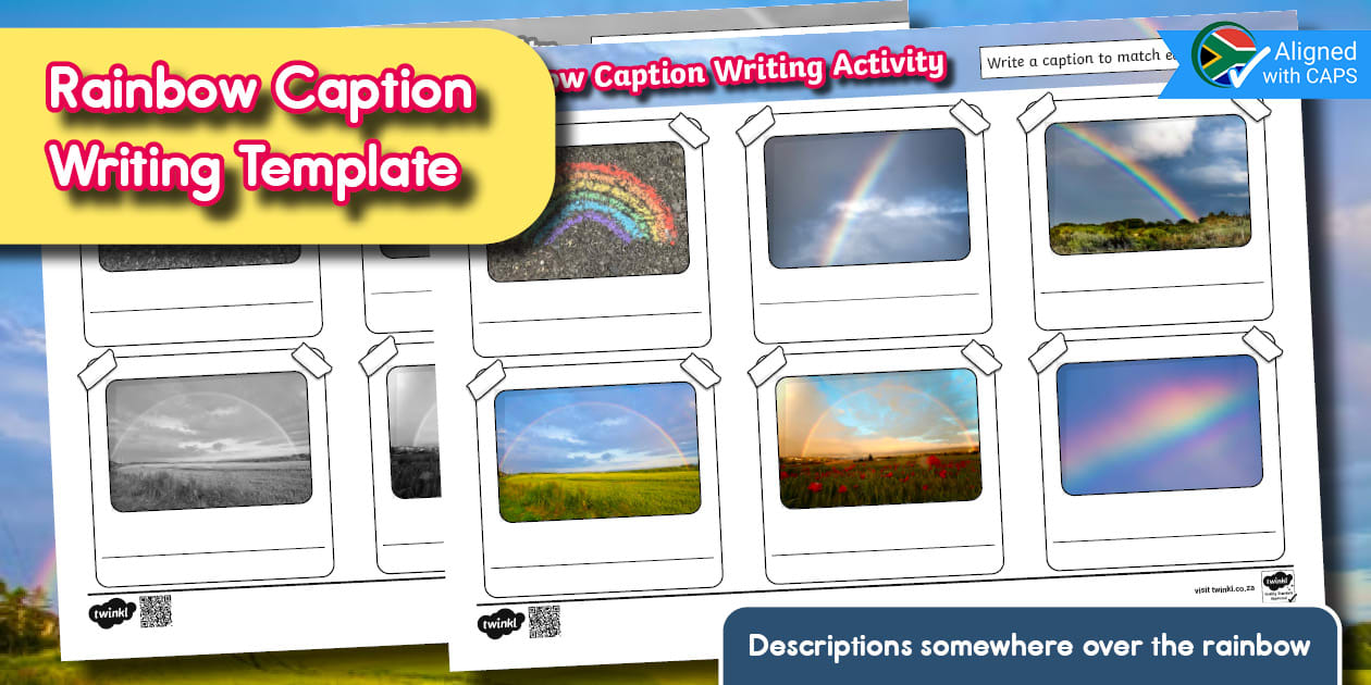* NEW * Foundation Phase - Rainbow Photos - Caption Writing Template (CAPS