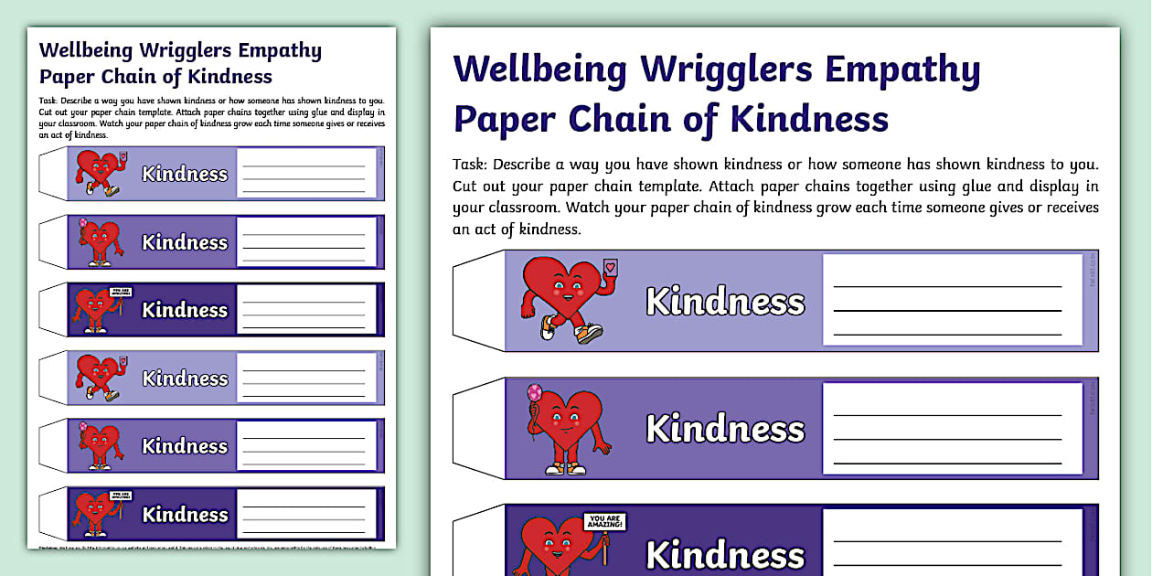 Wellbeing Wrigglers Empathy Paper Chain of Kindness - Twinkl